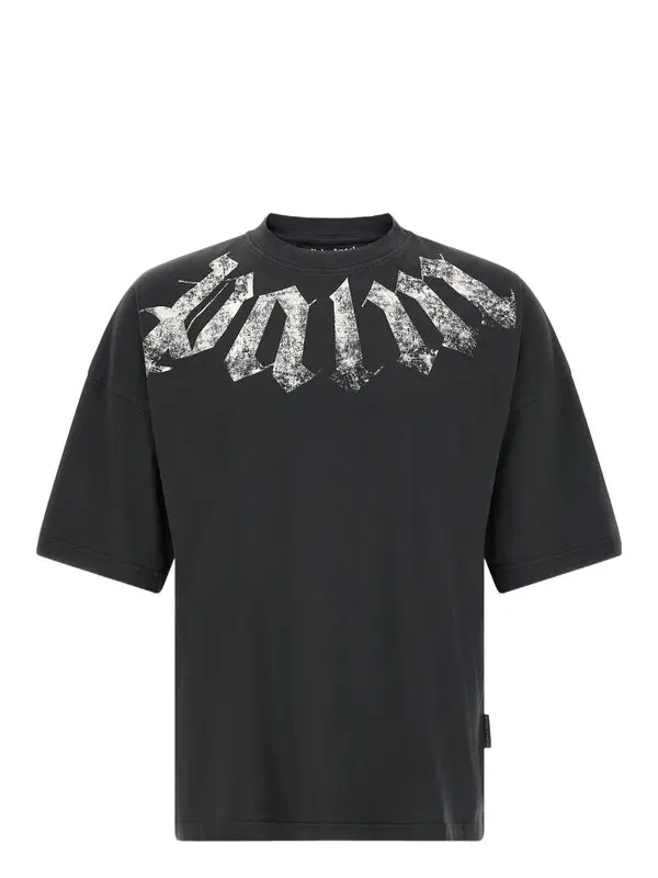 Palm Angels Craquelé Gothic Print T-shirt - Black