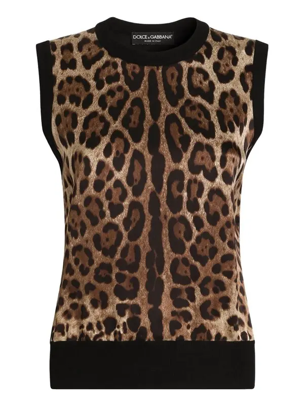 Dolce & Gabbana Sleeveless Leopard Print Top - Multi-color