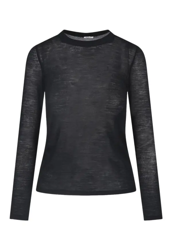 Aspesi Lightweight Crew-neck Knit Top - Black