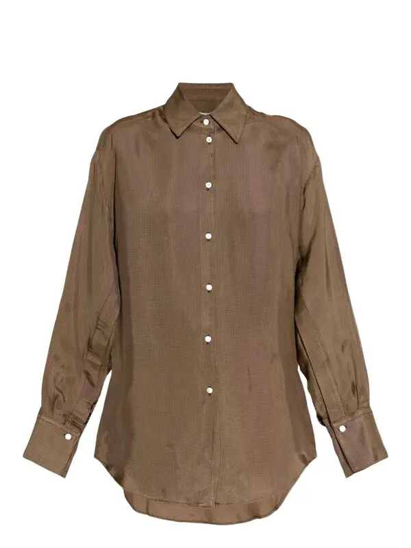 RÓHE Button Front Long Sleeve Shirt - Chocolate