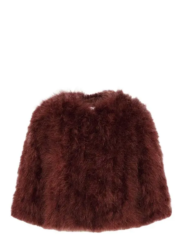 YVES SALOMON Feather Embellished Jacket - Reddish Brown