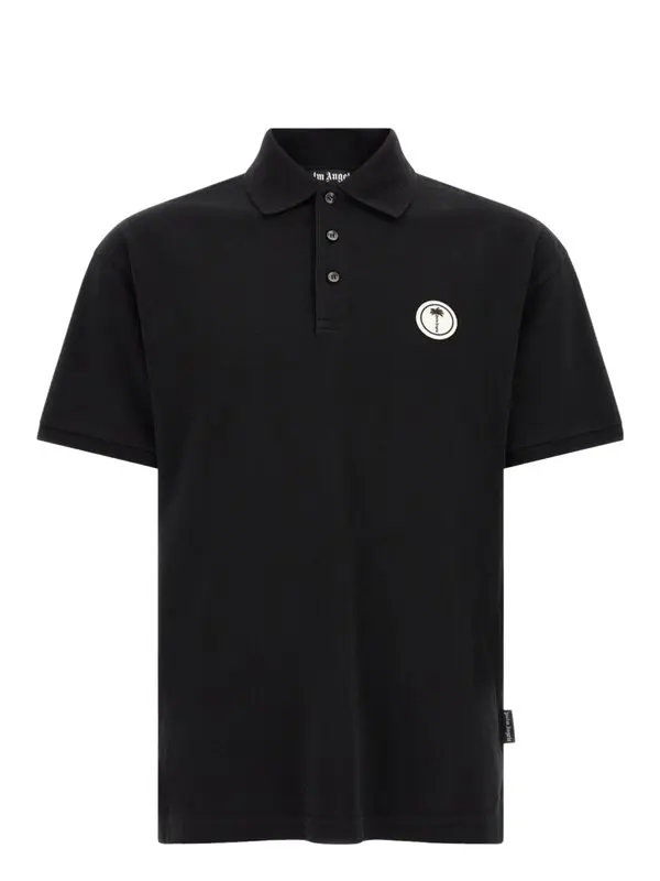 Palm Angels Logo Patch Polo Shirt - Black