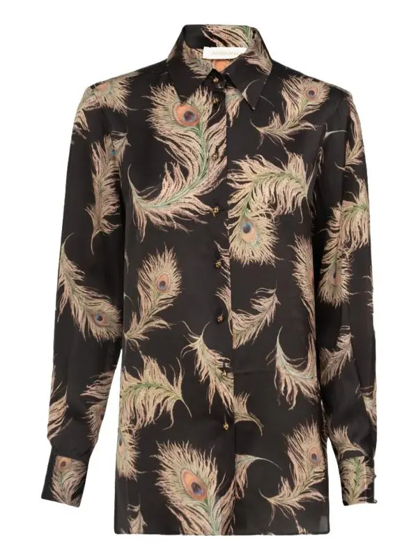 Zimmermann Printed Long Sleeve Shirt - Black
