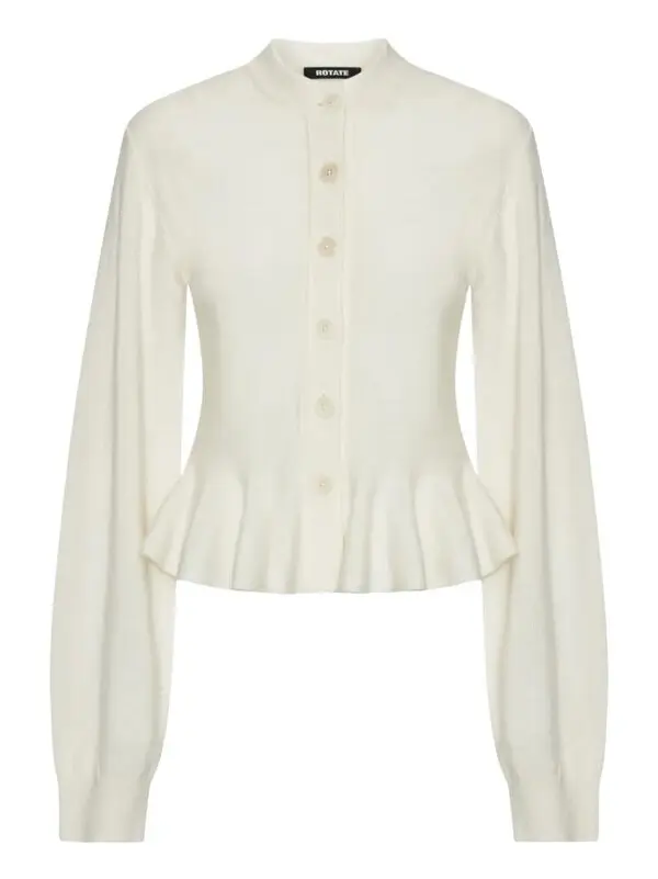 ROTATE BY BIRGER CHRISTENSEN Sculptured Knit Cardigan - White