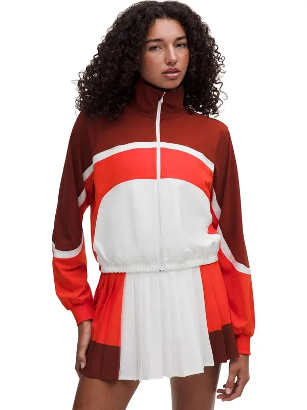 Lululemon Court Champ Uv-protective Tennis Jacket - White/cherry Ember/cranberry Charm