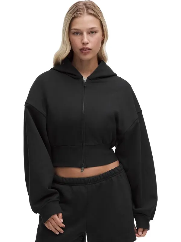 Lululemon French Terry Cropped Full-zip Hoodie - Black