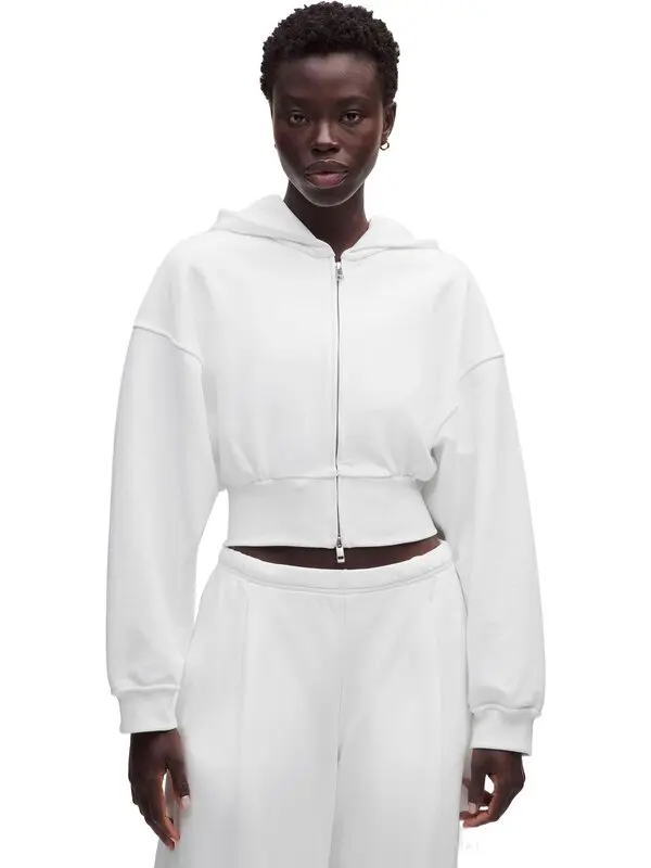 Lululemon French Terry Cropped Full-zip Hoodie - White