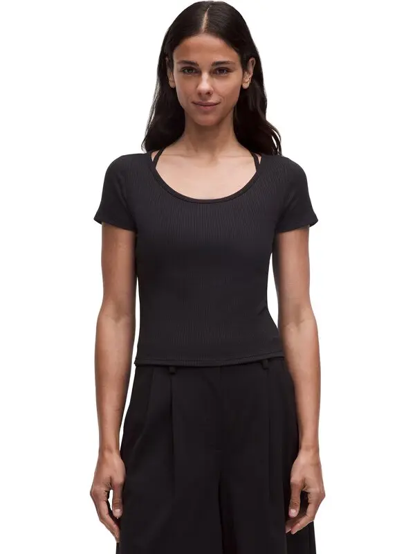 Lululemon Hold Tight Micro-rib Cross-back T-shirt - Black