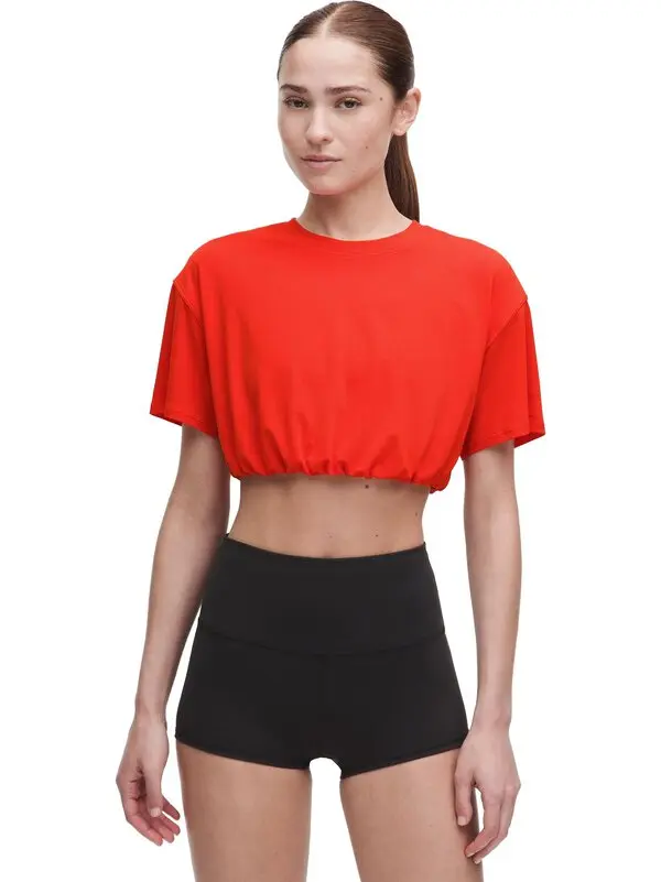 Lululemon Jersey Training Super-cropped T-shirt - Cherry Ember