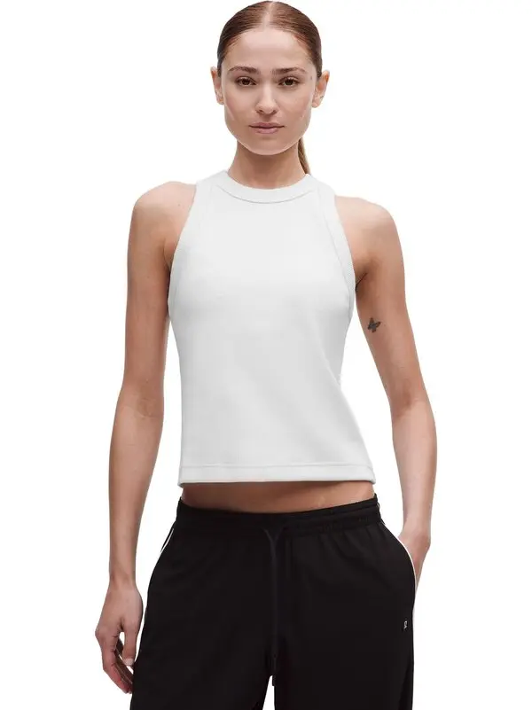 Lululemon Ribbed Heavyweight Cotton-blend Racerback Tank Top - White