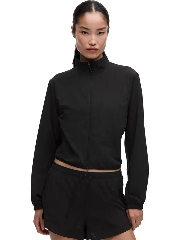 Lululemon Textured Mesh High Neck Zip-up Running Jacket - Black