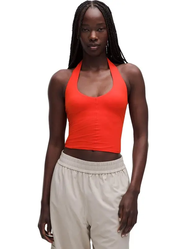 Lululemon Wundermost Ultra-soft Nulu Halter Tank Top - Cherry Ember