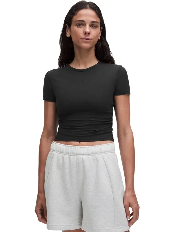 Lululemon All It Takes Ribbed Keyhole Short Sleeve Shirt - Black