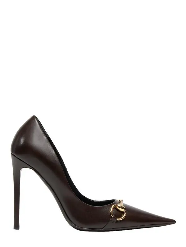 Gucci Donna Pointed Toe Stiletto Pumps With Horsebit Detail - Brown