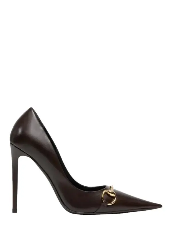 Gucci Donna Pointed Toe Stiletto Pumps With Horsebit Detail - Brown