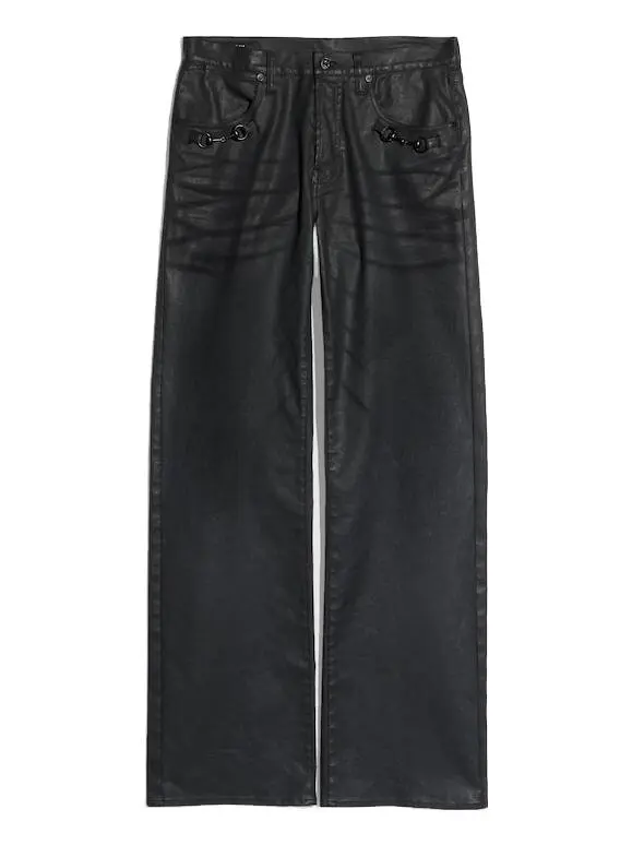Gucci Flared Coated Cotton Twill Denim Pants - Black