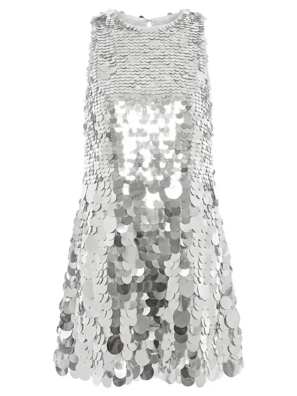 Mac Duggal Sleeveless Sequined Mini Dress - Silver