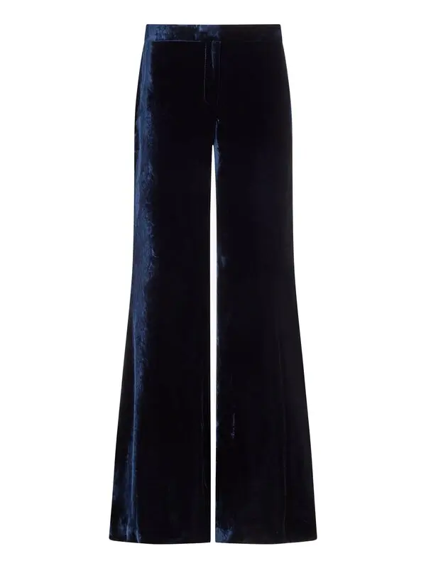 Serena Bute Velvet Flare Trousers - Navy