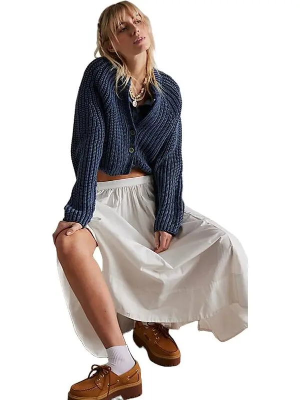 Free People Sweet Nothing Cotton Cardigan - Navy