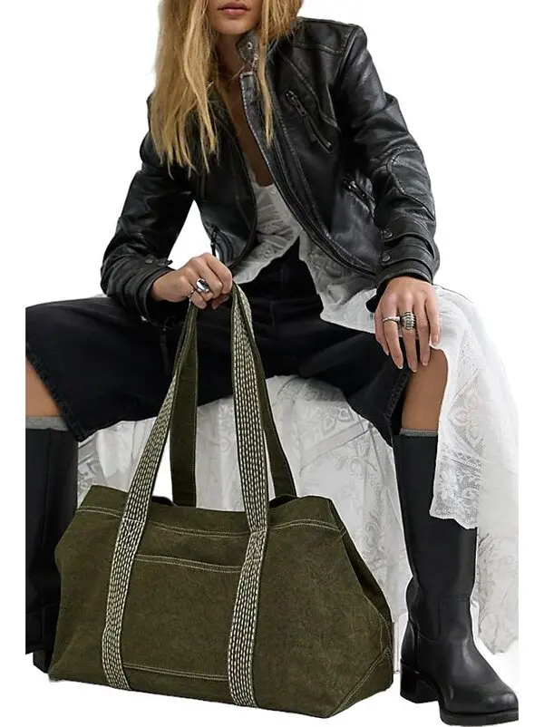 Free People Cora Canvas Tote - Forest Dew