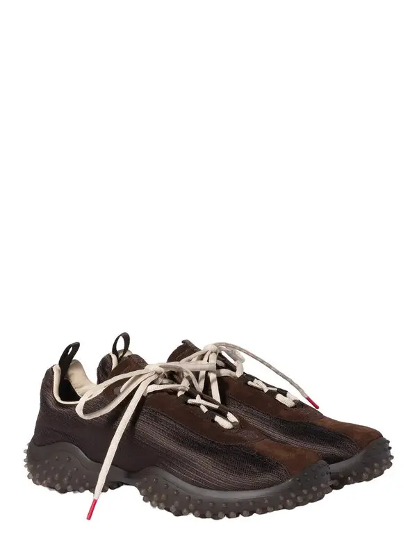 Miu Miu Bubble Technical Fabric And Suede Lace-up Sneakers - Dark Brown