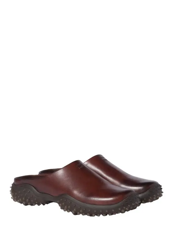 Miu Miu Leather Mules - Coffee