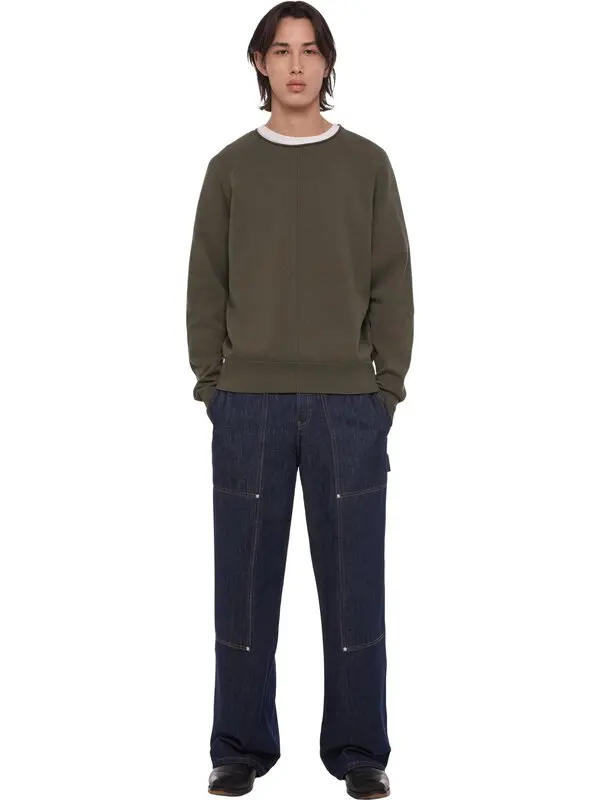 Helmut Lang Pintuck Crewneck Sweater - Forest Night