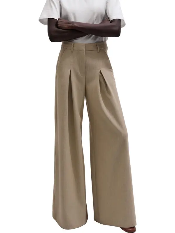 ME+EM Very Wide-leg Tailored Trousers - Sand