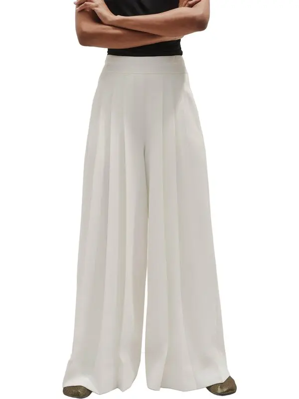 ME+EM Satin Back Crepe Wide Leg Trouser - Ivory