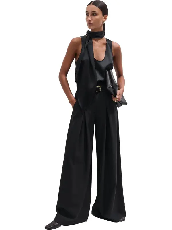 ME+EM Wide-leg Tailored Trousers - Black