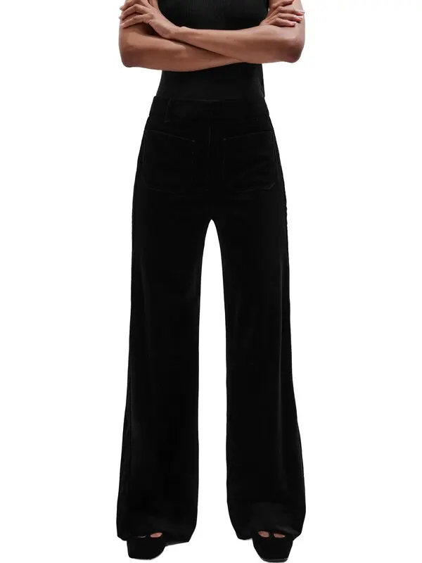 ME+EM Kick Flare Velvet Trousers - Black