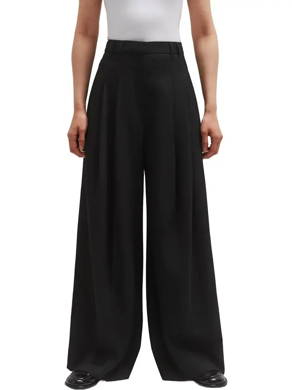 ME+EM Wide-leg Pleat Trousers - Black
