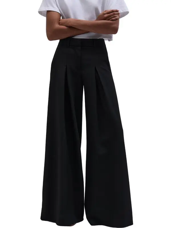 ME+EM Wide-leg Tailored Trousers - Black