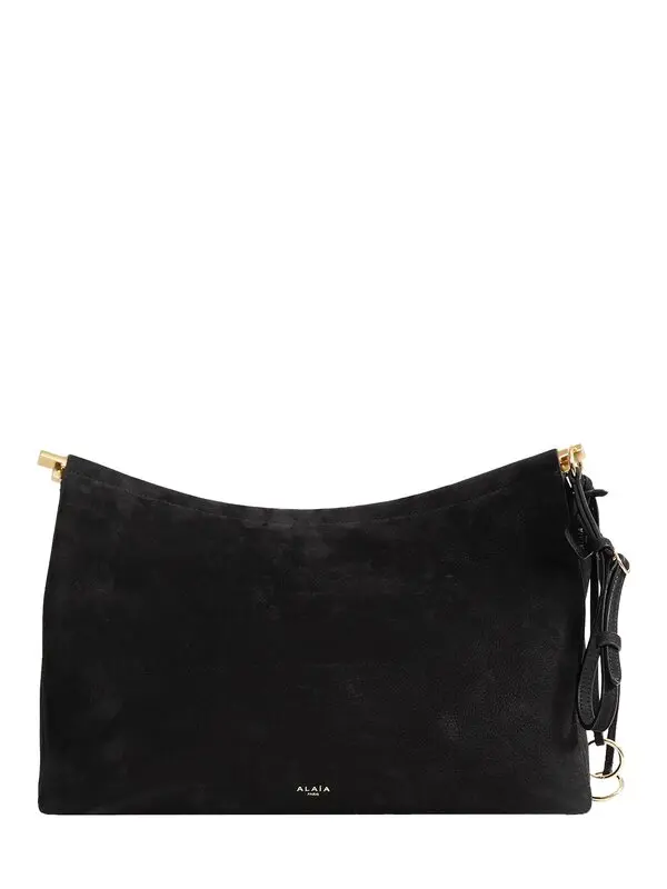 Alaïa Le Click Clutch 42" Nubuck Calf Leather Shoulder Bag - Black