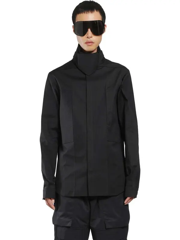 Rick Owens Tower Outershirt In Heavy Poplin - Black