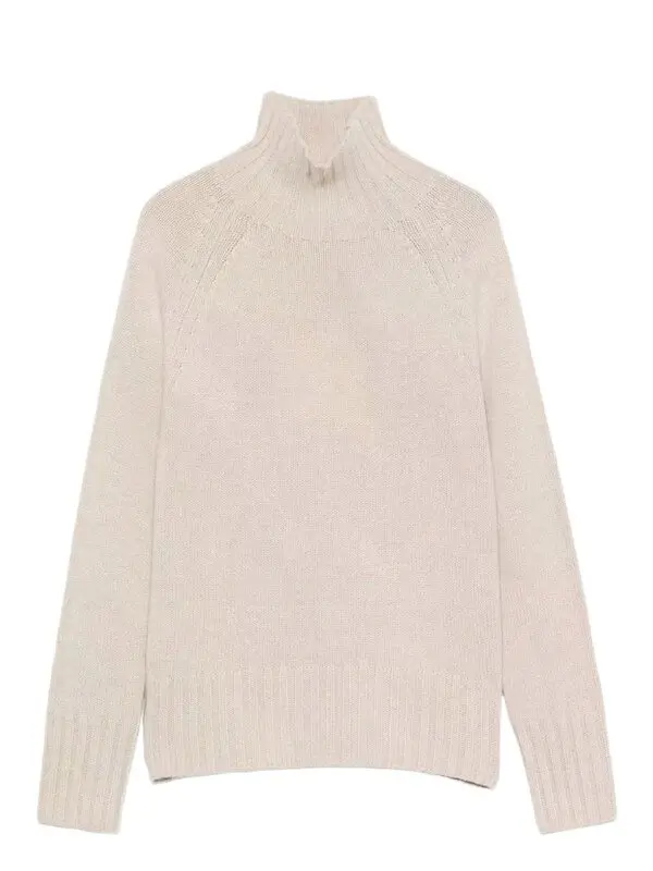 Max Mara Ribbed-knit Turtleneck Sweater - Neutrals