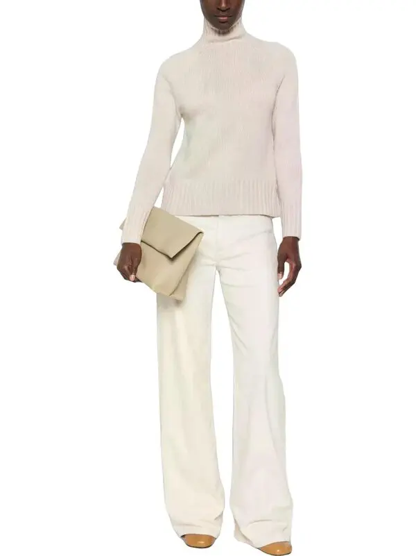Max Mara Ribbed-knit Turtleneck Sweater - Neutrals