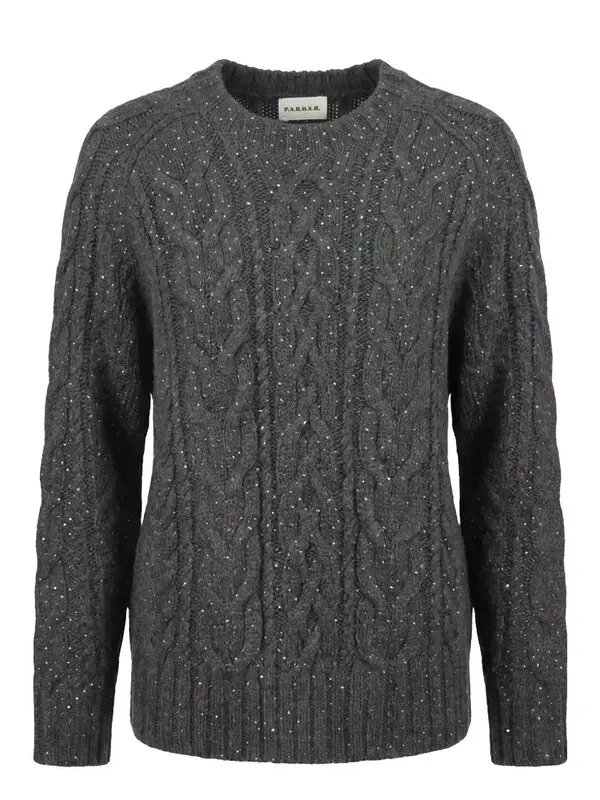 P.a.r.o.s.h Cable-knit Sequin-embellished Sweater - Grey
