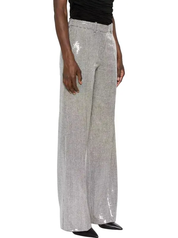 ERMANNO FIRENZE Sequin-embellished Houndstooth Trousers - Grey