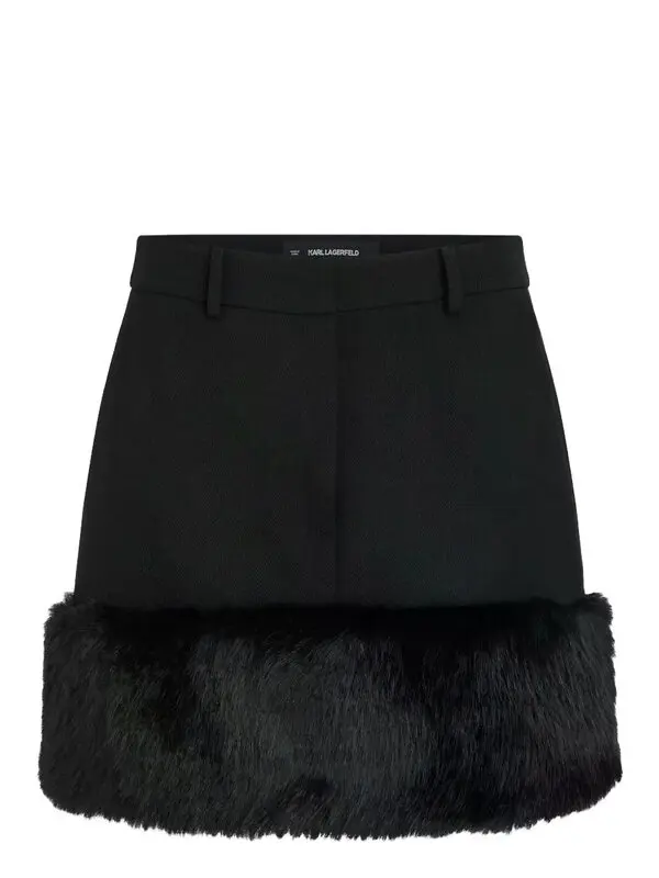 Karl Lagerfeld Faux-fur Trim Skirt - Black