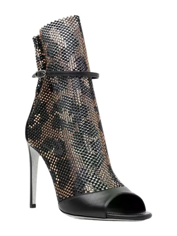 Rene Caovilla 105mm Galaxia Leopard-print Sandals - Black