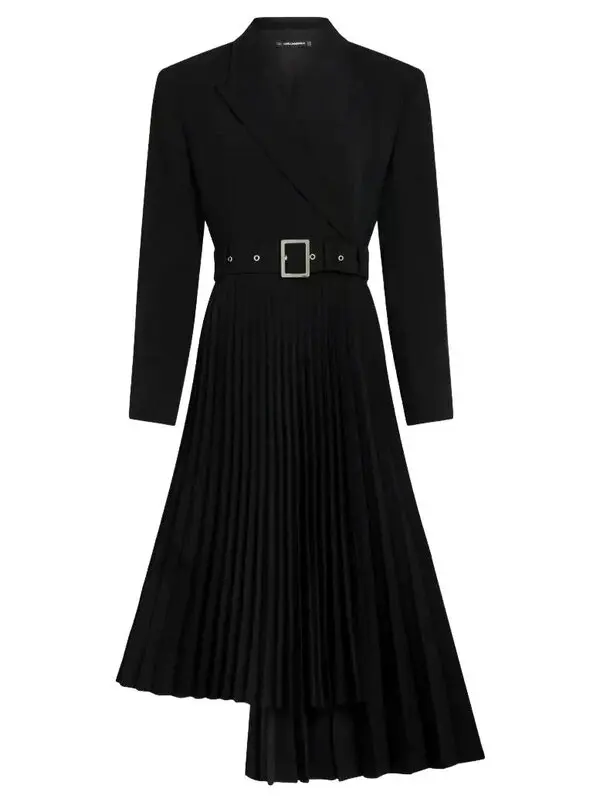Karl Lagerfeld Asymmetric Pleated Tailored Dress - Black