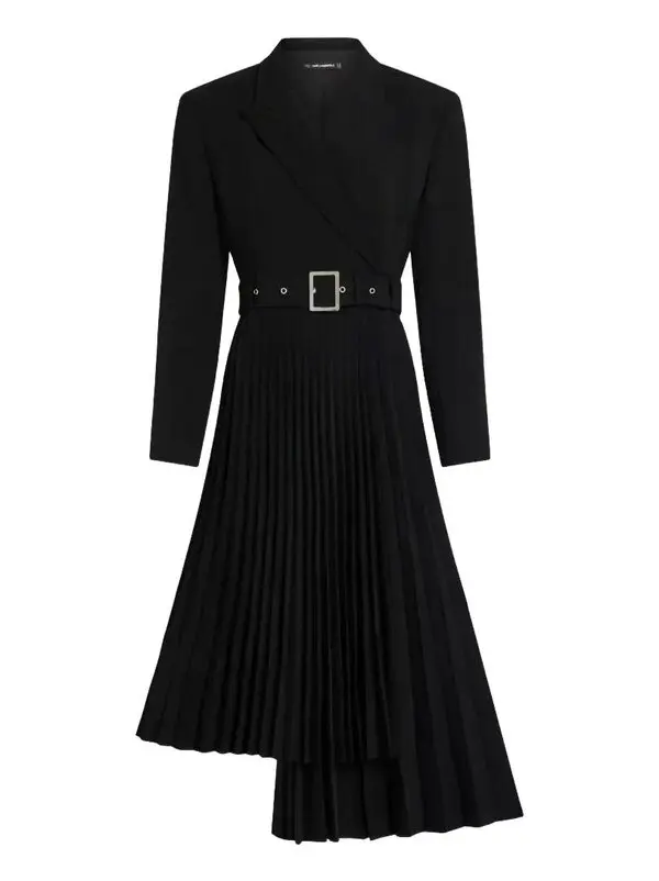 Karl Lagerfeld Asymmetric Pleated Tailored Dress - Black