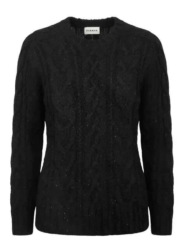 P.a.r.o.s.h Cable-knit Sequin-embellished Sweater - Black