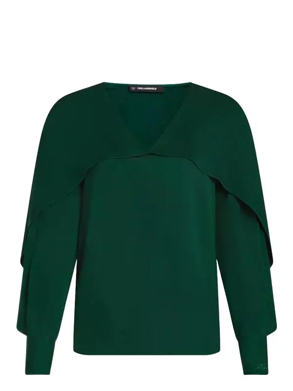 Karl Lagerfeld V-neck Flounce Blouse - Green
