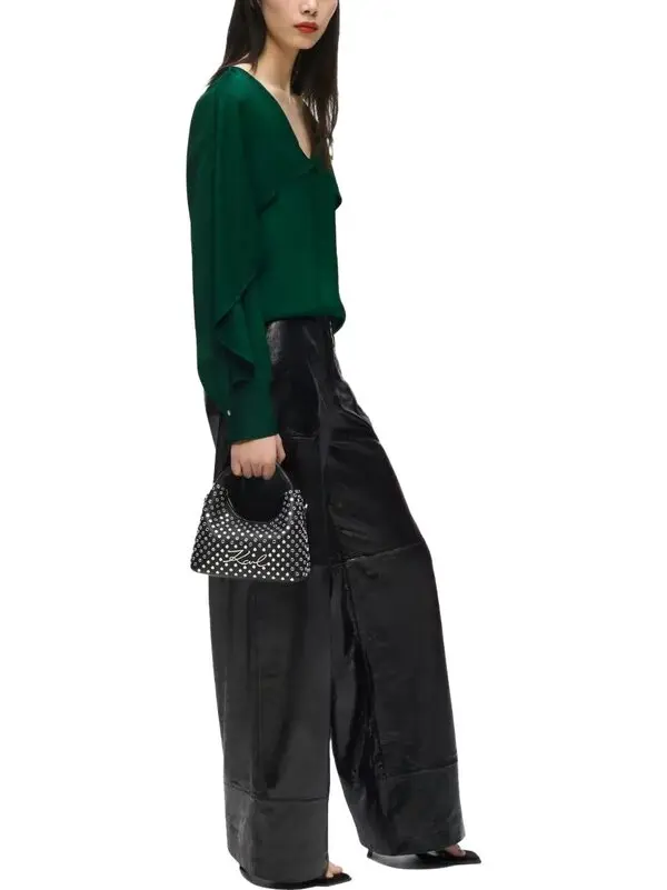 Karl Lagerfeld V-neck Flounce Blouse - Green