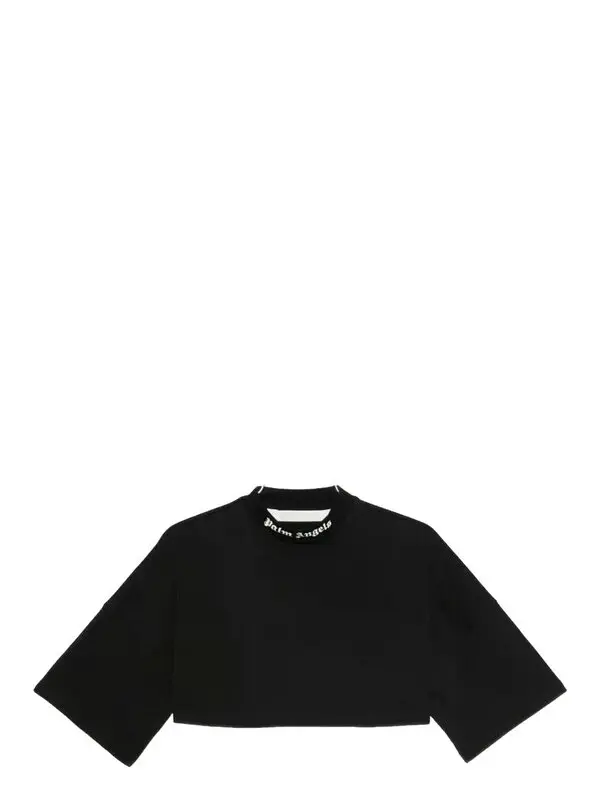 Palm Angels Cropped Logo T-shirt - Black