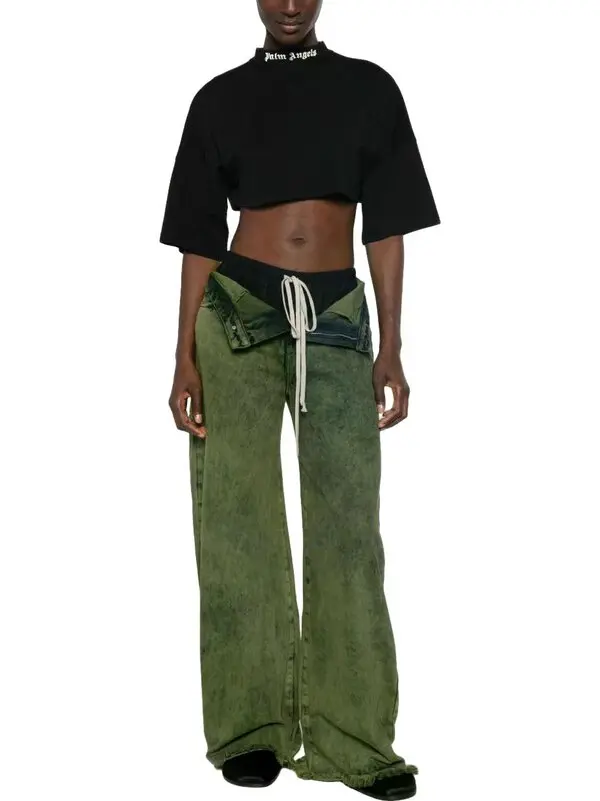 Palm Angels Cropped Logo T-shirt - Black
