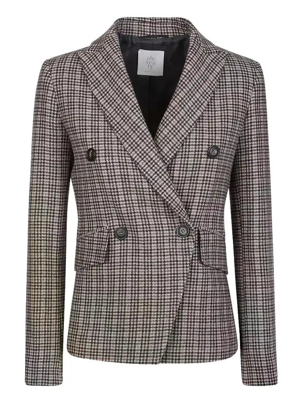 Eleventy Houndstooth Double-breasted Blazer - Brown