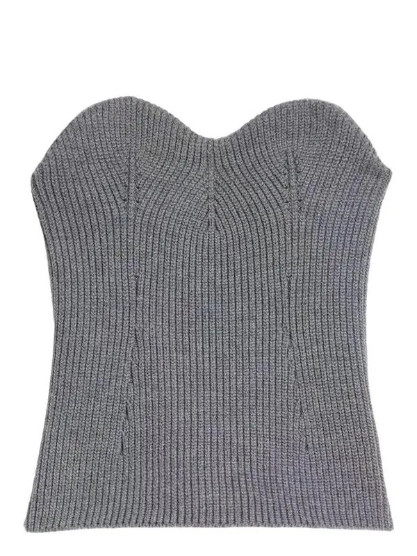 JIL SANDER Ribbed-knit Sweetheart Bustier - Grey